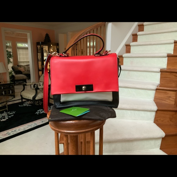 kate spade | Bags | Vintage Kate Spade Red Color Block Satchel Bag ...